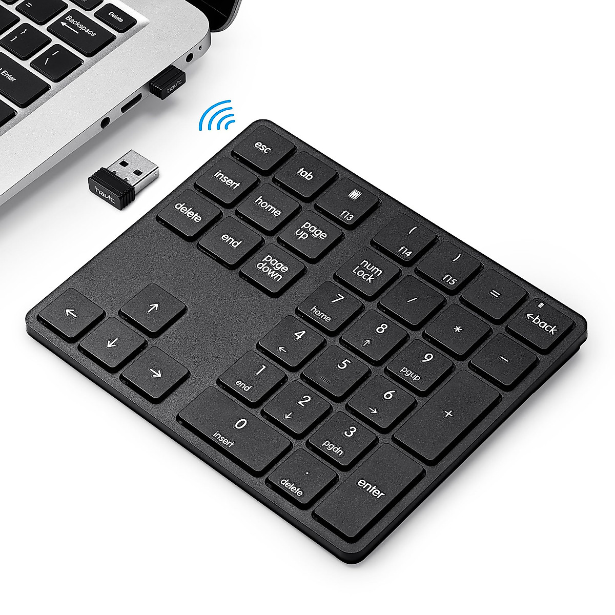havit Wireless Number Pad for Laptop, Rechargeable 26 and 34-Key Numeric Keypad for Laptop Desktop, PC, Notebook