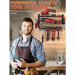 Power Tool Organizer-Drill Holder Wall Mount,3 Layers Power Tool Storage Rack with 22 holes Screwdriver Holder,Heavy Duty Metal Power Tool Holder for Garage Organization
