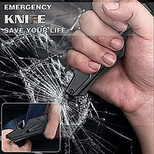 Pocket Knife for Men, Folding Tactical Knives with Clip, Bottle Opener, Glass Breaker, Seatbelt Cutter & Wrench, EDC Survival Knife, Cool Pocket Knives for Outdoor Camping