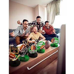 Adeyoo 10Pcs Football Party Honeycomb Centerpieces,Football Centerpieces for Table Birthday Party Centerpiece Topper Decorations for Birthday Baby Shower Tailgate Party Supplies