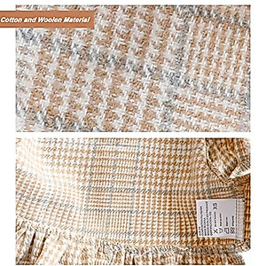 Loyalfurry Winter Dog Shirt Dress with Cute Red Doll Collar, Elegant Warm Dog Sweater Dresses with D Ring, Plaid Puppy Pet Clothes for Small Breeds (Medium, Light Brown)