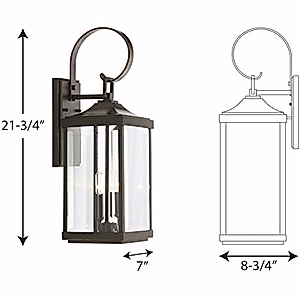 Gibbes Street Collection 2-Light Clear Beveled Glass New Traditional Outdoor Medium Wall Lantern Light Antique Bronze