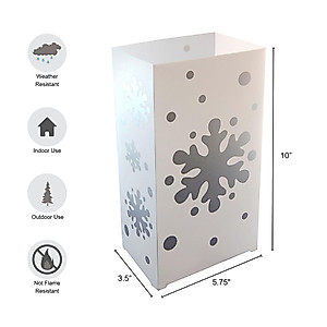 Lumabase Plastic Luminaria Lanterns, Snowflake - Set of 10