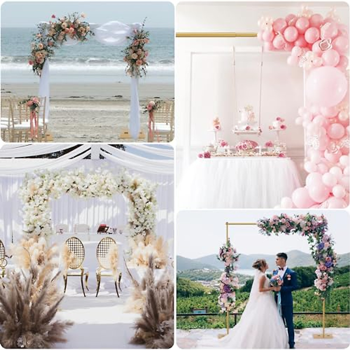 EMART Backdrop Stand, 6.5x10 ft Adjustable Photo Background Pipe and Drape Photography Kit with Heavy Duty Metal Base for Parties, Wedding, Video Studio, Birthday - Gold