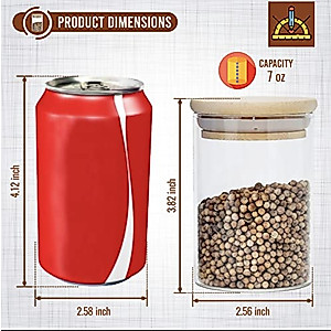 PreZervers12 pcs Spice Jars | 7oz| 12 Food Storage Containers | Airtight Bamboo Lid with 7oz Glass Jar | Includes Pen and Decorative Labels | Dozen Spice Jars | Tea, Sugar, Salt, Herbs | Bonus Item |