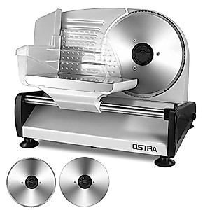 Meat Slicer 200W Electric Deli Food Slicer with 2 Removable 7.5" Stainless Steel Blade, Adjustable Thickness Meat Slicer for Home Use, Child Lock Protection, Easy to Clean, Cuts Meat, Bread and Cheese