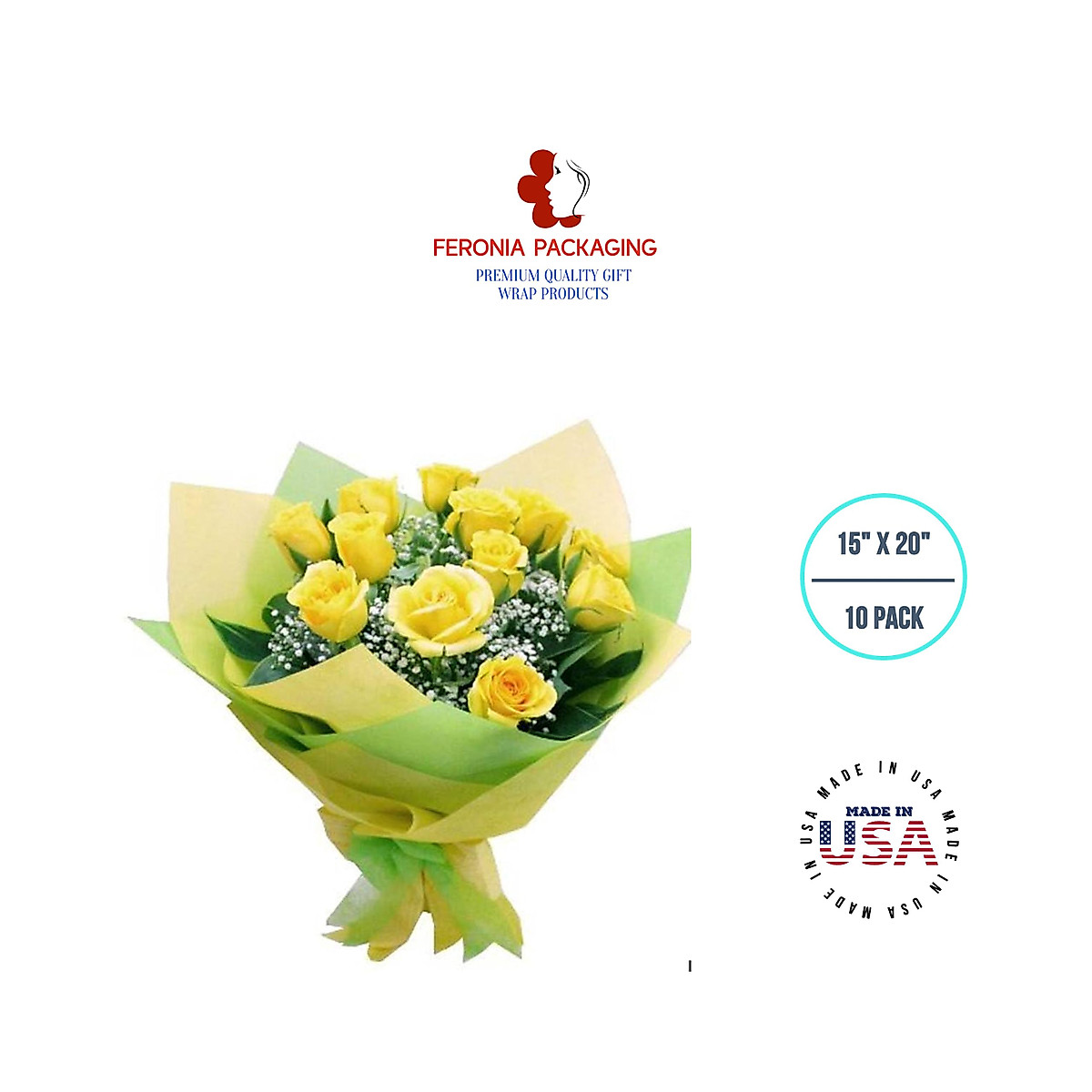 Gift Wrap Tissue Paper 10 Sheets, Premium Gift Wrap and Art Supplies for Birthdays, Holidays, or Presents by Feronia packaging, Large 15 Inch x 20 Inch Made in USA (Solid Kraft)