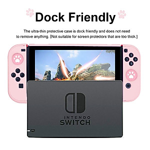 BRHE Protector Case for Nintendo Switch Cover Case with Glass Screen Protector, Anti-Scratch Shock-Absorption Grip Cover-Pink