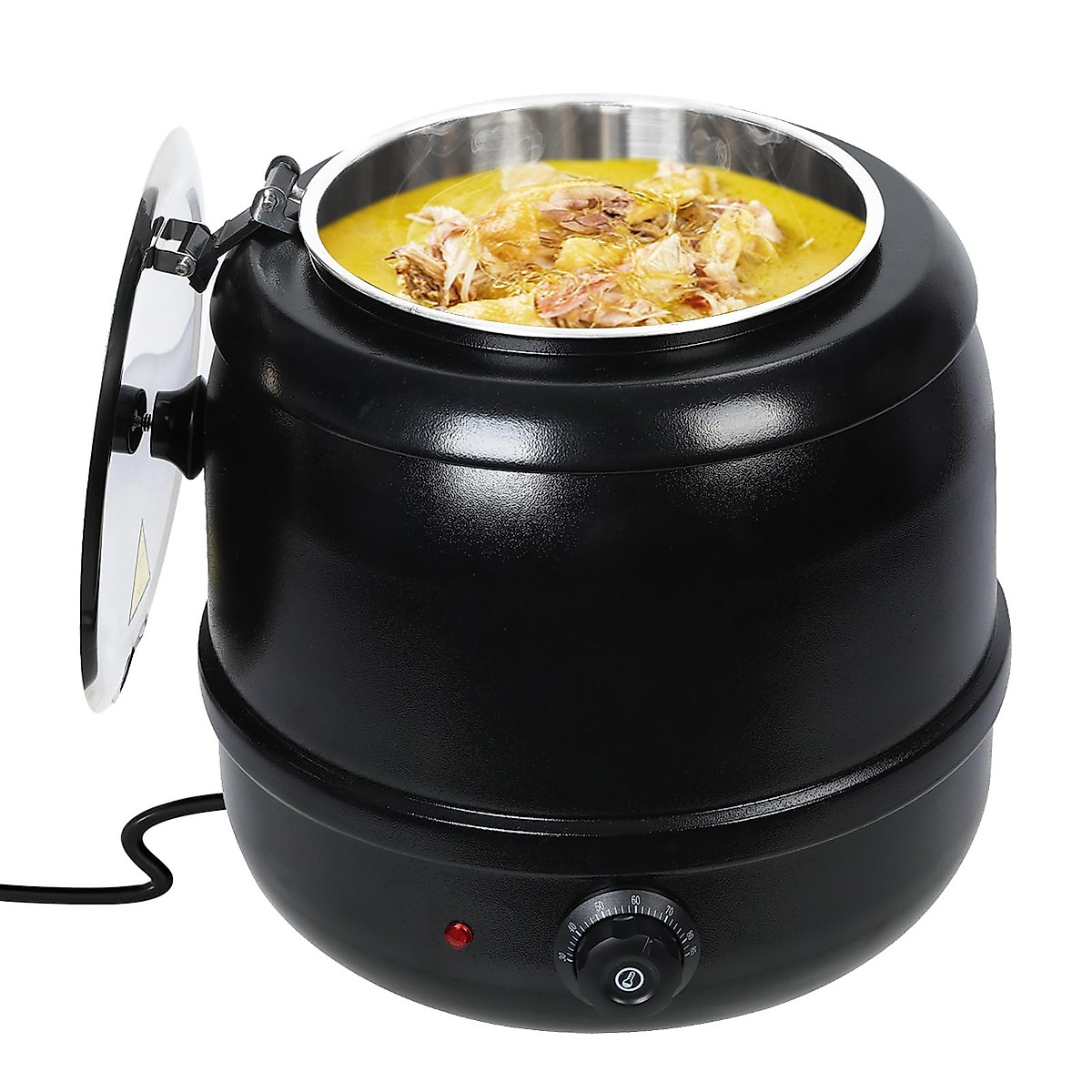 Commercial Soup Warmer, 8.8QT Electric Soup Kettle with Detachable Stainless Steel Insert Pot, Temperature Control, Soup Warmers for Parties Buffet Restaurant Catering Black