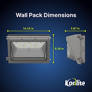 Konlite - 108/90/63W Commercial LED Wall Pack Light with Photocell, IP65 Rated, DLC/ETL Listed Wall Light Fixtures, Wall Lights for Outdoor Lighting, 3 Bright Lvls, Up to 14,040LM, 5000K Daylight