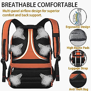 Extra Large 50L Travel Laptop Backpack, Computer bag Backbag with USB Charging Port, TSA Friendly Durable Big RFID Heavy Duty Business Tech Backpack Fits 17 Inch Laptops for Men Women, Orange