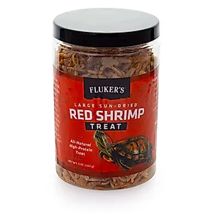 Fluker's All Natural Large Sun-Dried Red Shrimp, High Protein Treats, Aquatic Turtle Food, Great for Aquatic Frogs, Tegus, Monitors, and Tropical Fish, 5 oz
