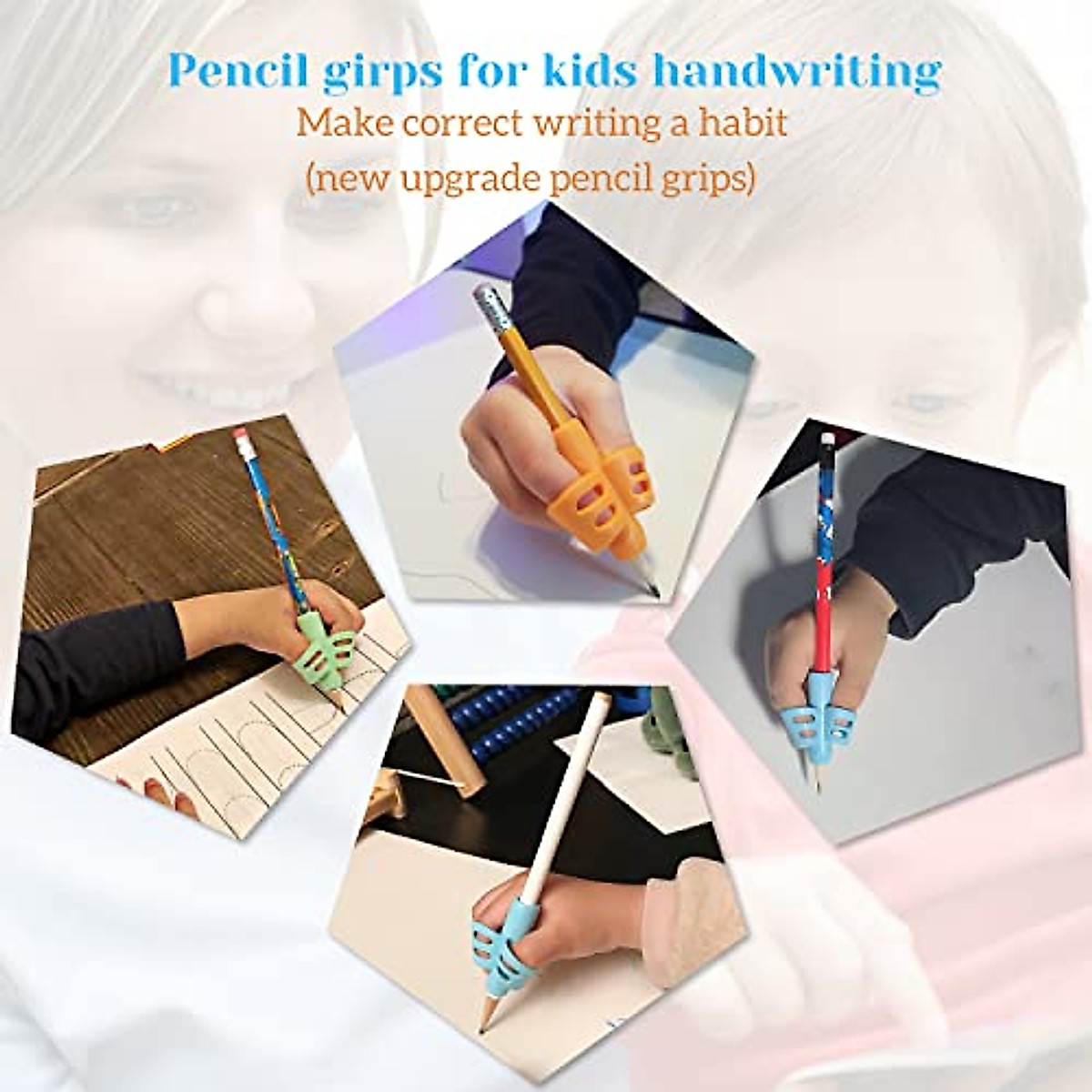 3Pack Pencil Grips for Kids Toddlers 2-4 Years Handwriting Posture Correction Training Writing Aid Tools, Pencil Grippers Holder for Kindergarten Classroom, Preschoolers, Beginning Writer Special Need