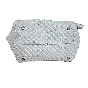 CLARANY Comfortable light weight quilted Tote bag with Pouch water repellent light Gray