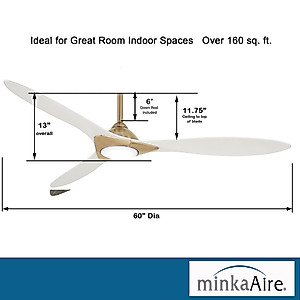 MINKA-AIRE CeilingF868 Ceiling Fan (Soft Brass/Flat White)