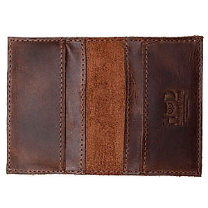 Hide & Drink, Rustic Leather Bifold Horizontal Card Wallet, Holds Up to 8 Cards, Minimalist Traveller Wallet, Organizer, Vintage Wallet, Handmade - Bourbon Brown