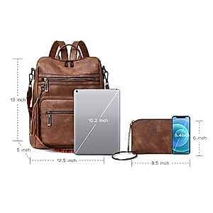 Shrrie Backpack Purse for Women Leather Backpack Fashion Designer Travel Backpack Convertible Shoulder Bag