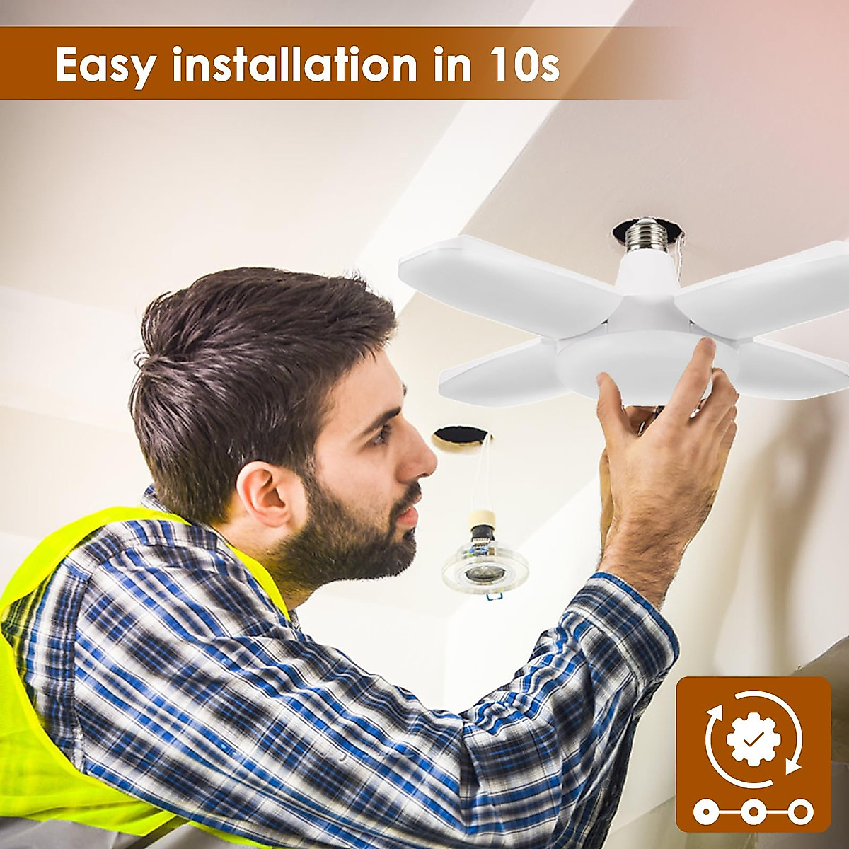 YWD LED Garage Lights 2Pack,60W Deformable Led Garage Ceiling Lighting 6000LM E26/E27 Daylight 6500K Super Bright Garage Light Adjustable Garage Light for Garage,Workbench,Barn,Warehouse