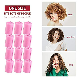 Syhood 12 Pcs Jumbo Foam Sponge Hair Rollers 1.89 Inch Soft Sleeping Curlers Flexible Large Foam Rollers and Rat Tail Comb for Hair Styling(Pink)