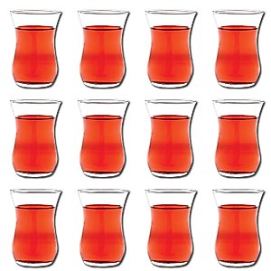 Vikko Teacups, Turkish Tea Glasses, Set of 12 Authentic Turkish Tea Cups, 4 Ounce Tea Glass