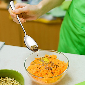 LIANYU 3 Serving Spoons, 3 Slotted Serving Spoon, Stainless Steel Party Buffet Catering Dinner Banquet Serving Spoons, 8 3/4 Inch, Mirror Finish, Dishwasher Safe