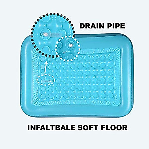 Inflatable Pools, Kiddie Pools, Inflatable Family Swim Play Center Pool with Soft Floor, 82" & 59" Durable Swimming Pool, Summer Water Fun for Garden or Backyard or Indoor (82Blue&59Green)