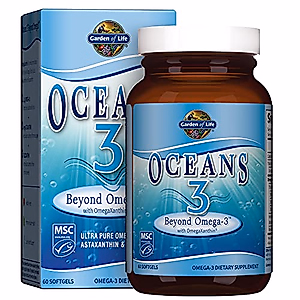 Garden of Life Ultra Pure EPA/DHA Omega 3 Fish Oil - Oceans 3 Beyond Omega 3 Supplement with Antioxidants, 60 Softgels