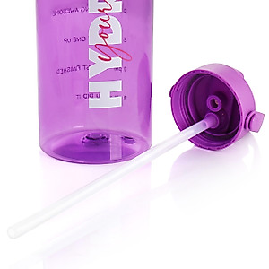 Gibson Home Brever 50oz Hydrate Yourself Hourly Motivation Water Bottle in Purple