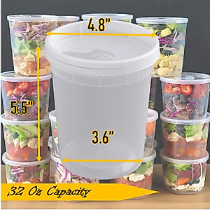 Mr Miracle Deli Containers with Lids - 12 Pack of 32 oz Clear Airtight Reusable Plastic Food and Multi-Purpose Containers - Microwave, Freezer, and Dishwasher Safe