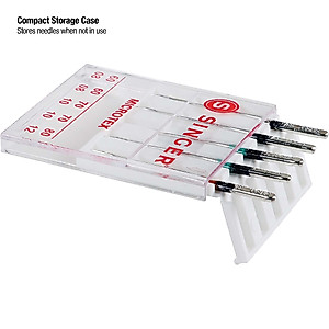 SINGER 04708 Assorted Universal Microtex Sewing Machine Needles, Sizes 60/8, 70/09, 80/11, 5-Count