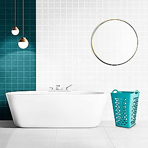 Sedlav Hamper, Laundry Basket Plastic, Teal. Ideal Hampers For Laundry, Closet, Bedroom, Bathroom, Dirty Clothes Hamper, Laundry Organizer. Laundry Basket Plastic, Blue, 26 Inch, Clothes Hamper