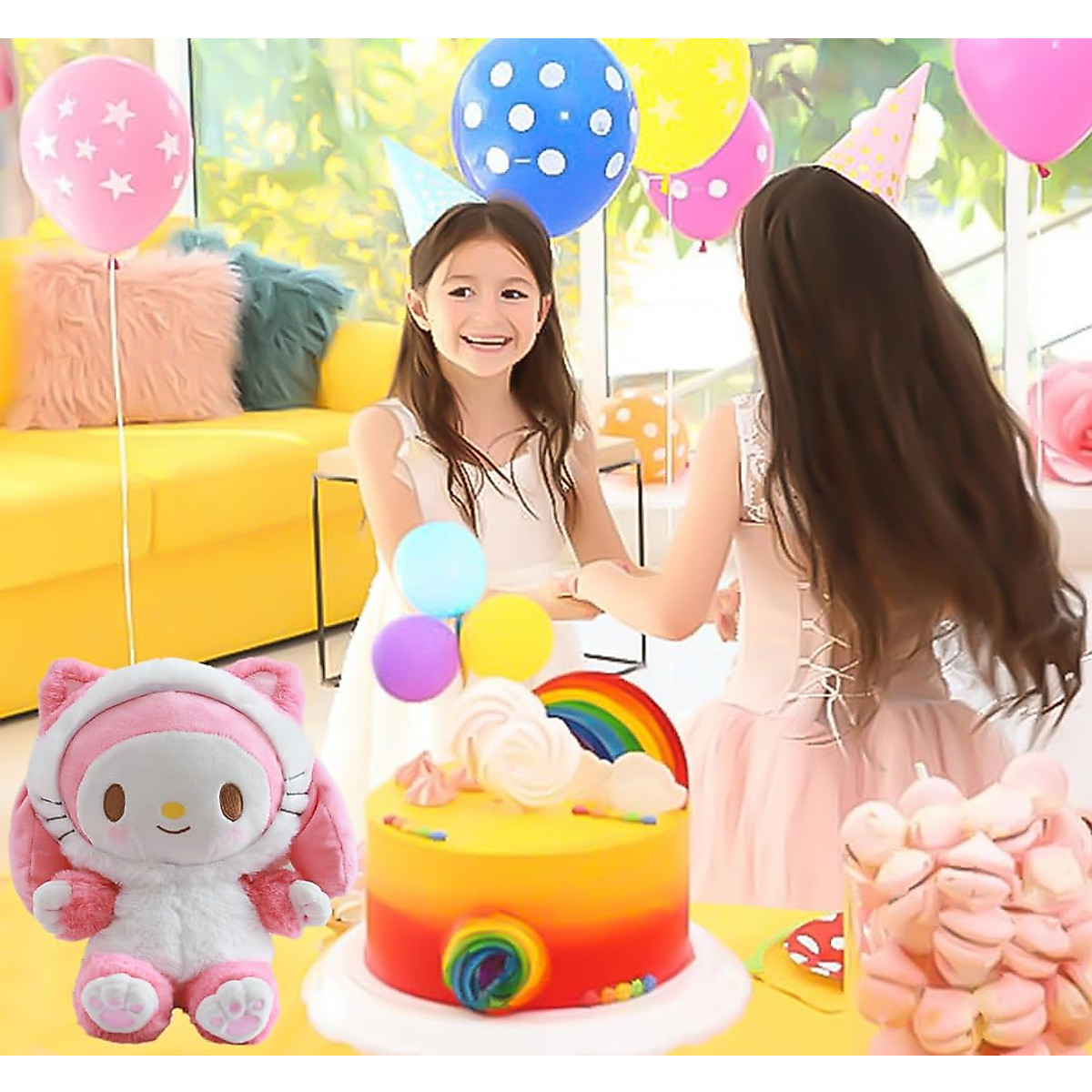 Kitty Melody Character Plush Toys Cute Plush Toys Kawaii Cat Stuffed Anime Plush Pillow for Birthday Valentine's Day Plush