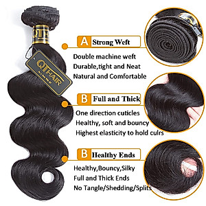 QTHAIR Brazilian Virgin Hair 16A Grade Body Wave Bundles 100% Unprocessed Virgin Brazilian Body Wavy Human Hair Bundles 20" 18" 16" 300g Brazilian Body Wave Human Hair Extensions