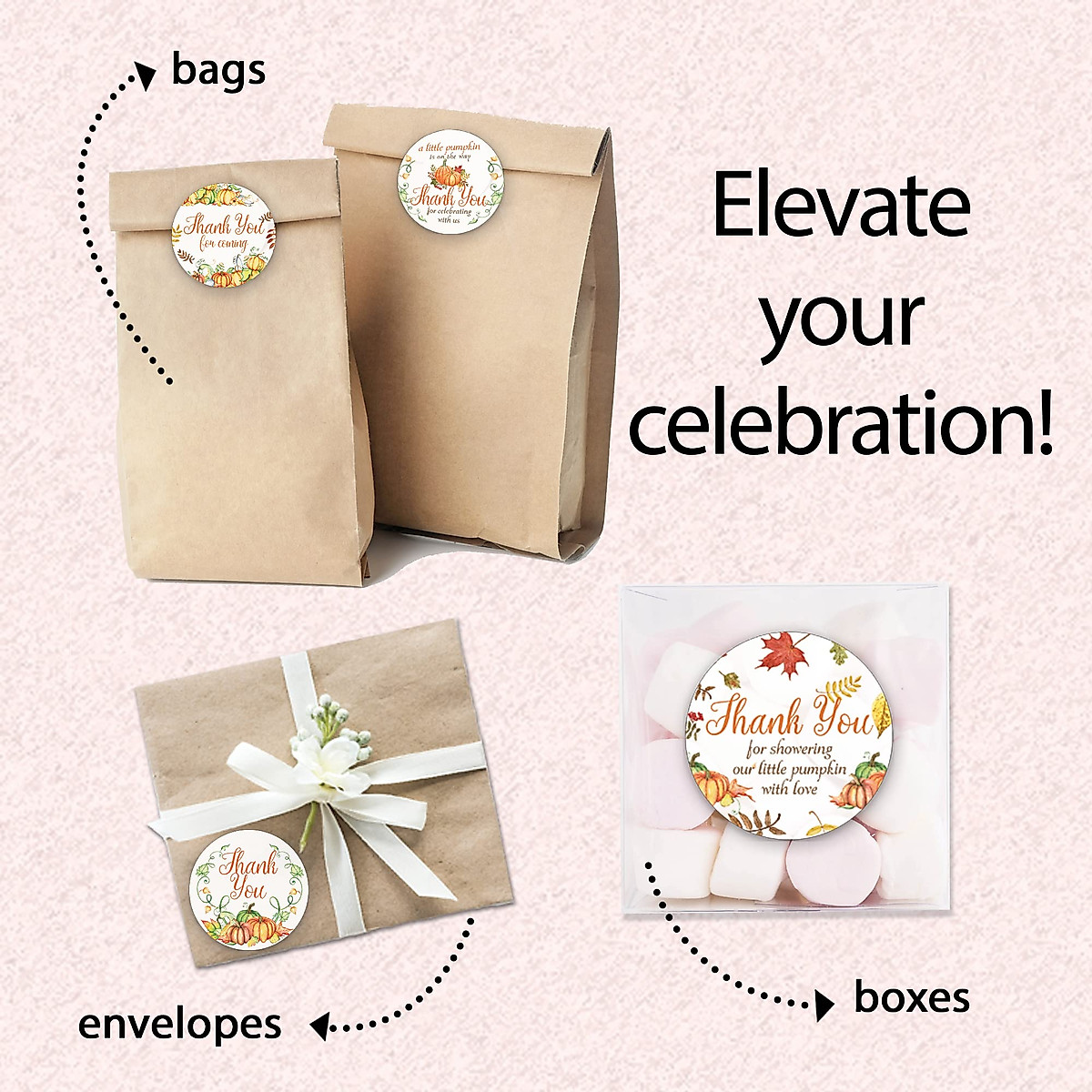 Thank You Baby Shower Stickers - Set of 80 Thank You for Coming Stickers, Preprinted Bridal Shower stickers, Birthday Party Favor Sticker, Self Adhesive Flat Sheet 2 Inch Round Labels LemonTheme Party (Pumpkin)