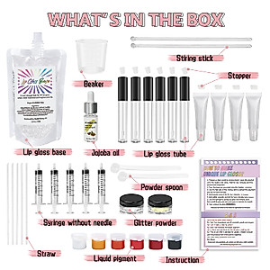 Cilrofelr DIY Lip Gloss Making Kit, 45 Pcs, Fun Makeup Kits for Girls to Create 10 Moisturizing and Shiny Lip Gloss