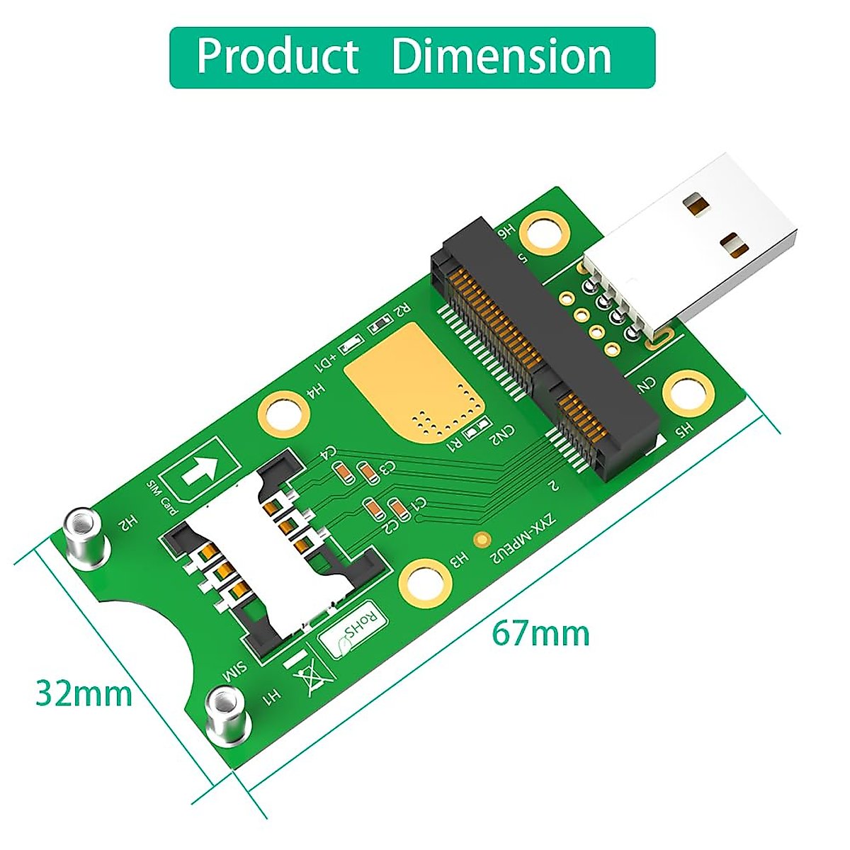 Mini Pcie USB Adapter SIM to USB Adapter with SIM Card Slot for WWAN/LTE Module