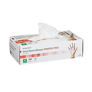 McKesson Vinyl Exam Gloves, Non-Sterile, Powder-Free, Medium, 100 Count, 1 Box