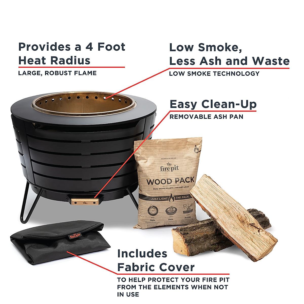 TIKI Brand Smokeless 24.75 in. Patio Fire Pit + TIKI Brand Fire Starter (20 Packs)