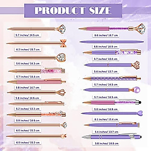 Yingzhao 20 Pcs Ballpoint Pens Set Metal Crystal Diamond Pen Liquid Sand Glitter Pen Pretty Cute Pens for Journaling Black Ink Retractable Fancy Pens Gifts for Women School Wedding (Purple, Rose Gold)