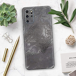 DesignSkinz Black & Silver Marble Swirl V5 | Protective Vinyl Decal Wrap Skin Cover Compatible with The Samsung Galaxy Note 10 LITE (Full-Body, Screen Trim & Back Glass Skin)