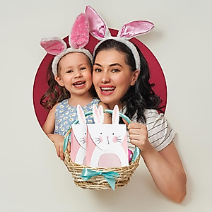 Cheerland Pink Bunny Gift Bags for Easter Rabbit Garden Tea Candy Sweets Goodie Bag Party Favors Decorations Supplies