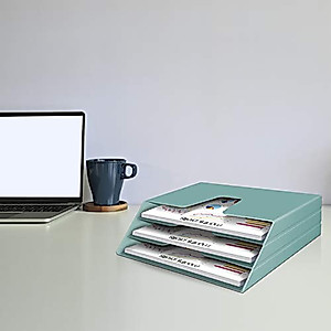 Acrimet Horizontal Triple File Folder Holder Organizer (Solid Green Color)
