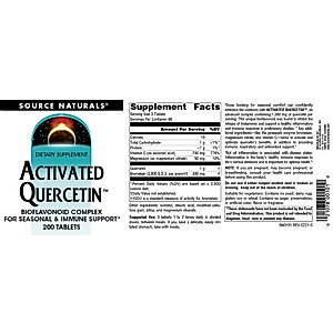 Source Naturals Activated Quercetin - Plant-Derived Bioflavonoid Complex - Seasonal & Immune Defense* - 200 Vegetarin Friendly Tablets