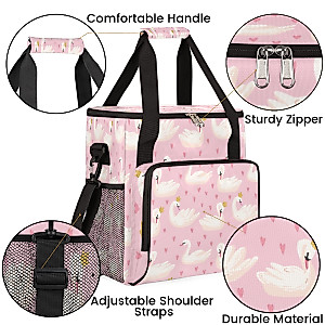 Cute Kawaii Pink Swan Coffee Maker Carring Bag Travel Storage Tote Bag Compatible with Keurig K-Mini or K-Mini Plus Portable Single Serve Coffee Brewer Case with Pockets for K-cup Pods