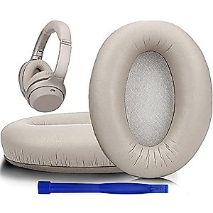 SOULWIT Professional Earpads Cushions Replacement for Sony WH-1000XM3 (WH1000XM3) Over-Ear Headphones, Ear Pads with Softer Protein Leather, Noise Isolation Memory Foam, Added Thickness (Gold)