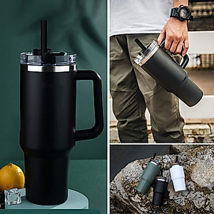 ALINK 12 Pack Color Replacement Straws for Stanley 40 oz 30 oz Tumbler, 12 in Long Reusable Plastic Straws for Stanley Cup Accessories, Half Gallon Jug, Plus 2 Brush