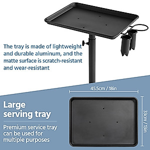 Yaheetech Rolling Salon Tray - Aluminum Trolley Cart Equipment on Wheels & Adjustable Height Mobile Beauty Salon Spa Stools Service Instrument Storage Tray w/Accessory Caddy - Black