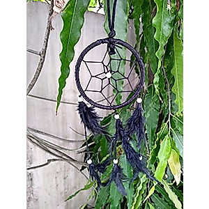 FIKIMOS Dream Catchers Wall Decor, Handmade Feather Bedroom Home Car Decor Nursery Room Hanging Decoration (3" Black Ring)