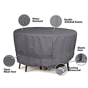 Covermates Round Firepit Cover – Water-Resistant Polyester, Mesh Ventilation, Fire Pit Covers-Charcoal
