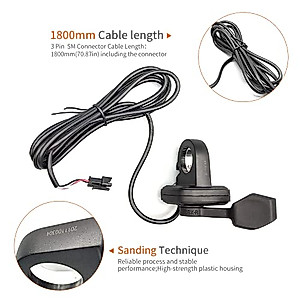 E-Bike Thumb Throttle，108X Right Thumb Throttle Speed Control 3 Pin SM Connector 12V 24V 36V 48V 72V for Electric Scooters and EBike (108X-R SM Plug)